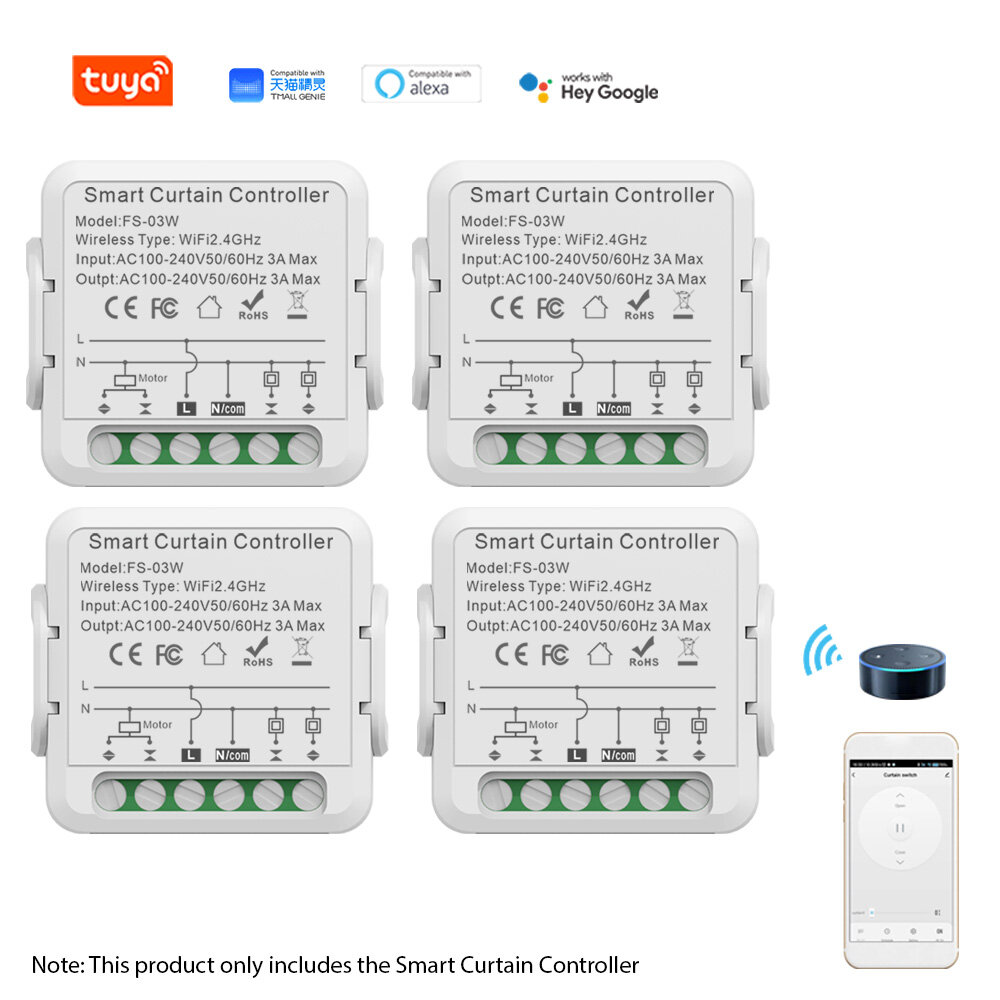 Модуль Wi-Fi для управления умными шторами, приложение Tuya, голосовое управление для домашнего офиса, апартаментов, отелей, удаленная автоматизация времени и общие устройства