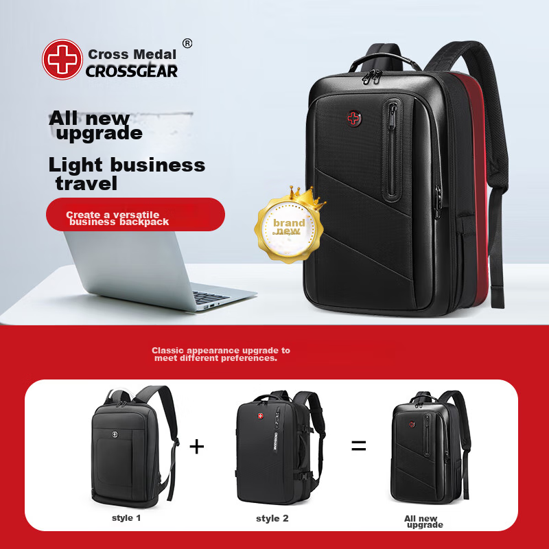 CROSSGEAR Cross Medal Business Backpack, Lightweight Commuter Leather Backpack for Men, 16-Inch Laptop Bag, Travel Bag for Business Trips