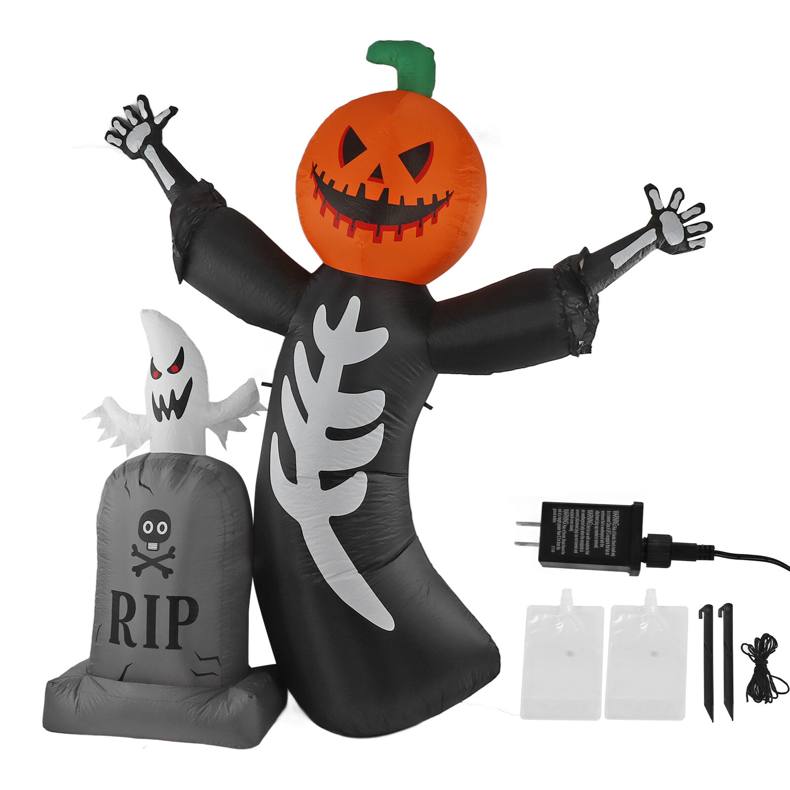 Хэллоуин тыквенная надгробия надувные надувные украшения тыква призрачная надувной декор с светодиодным освещением IP44 US Plugck 100–240V