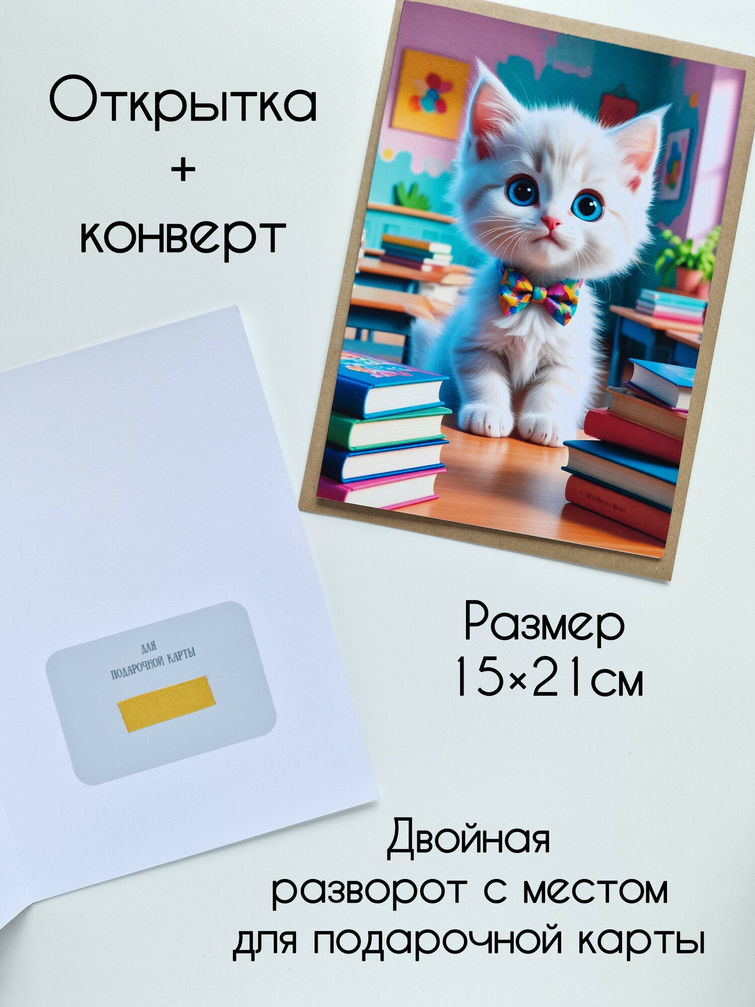 Поздравительная открытка с разворотом для подарочной карты