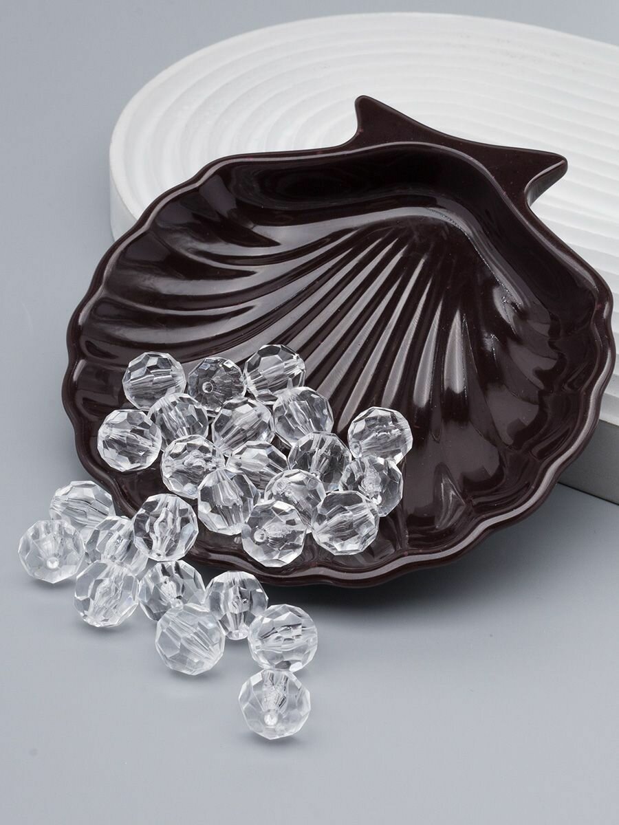 Бусины для рукоделия акриловые граненые круглые, 10мм, 25гр, Astra&Craft прозрачный (2024)