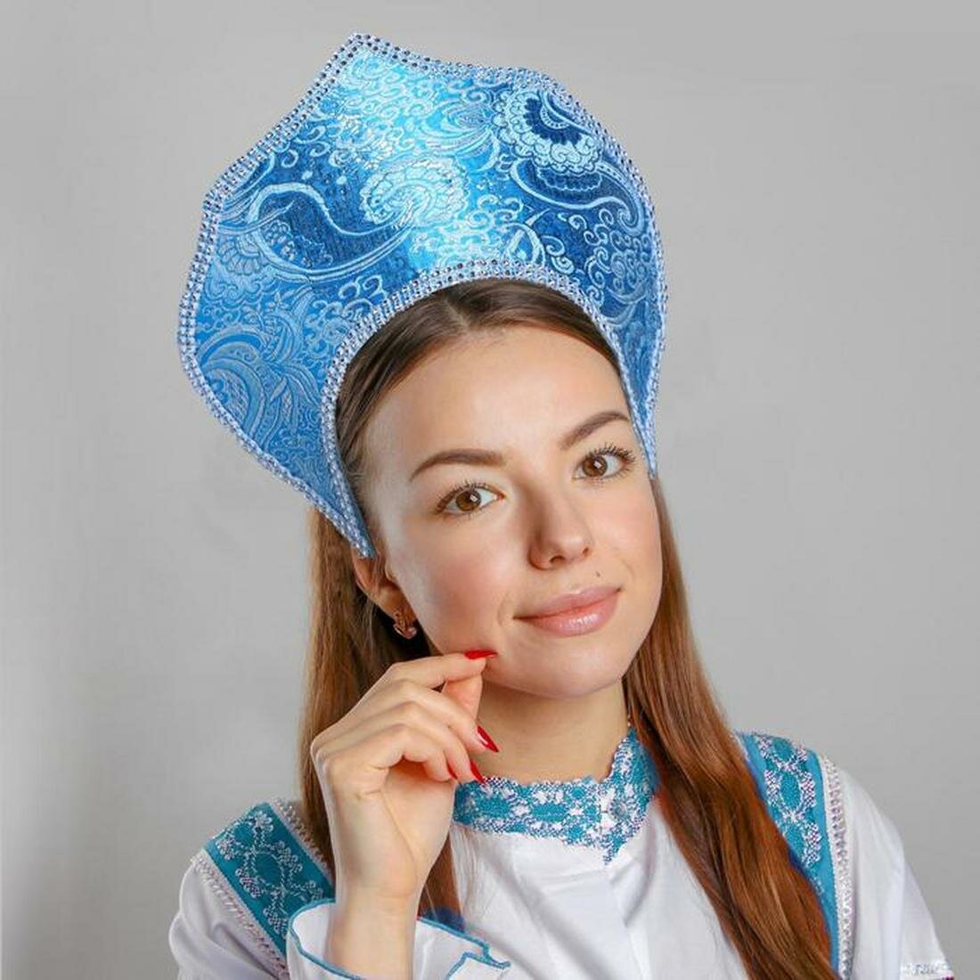 Кокошник Сима-ленд «Красотка», текстиль, универсальный размер, голубой