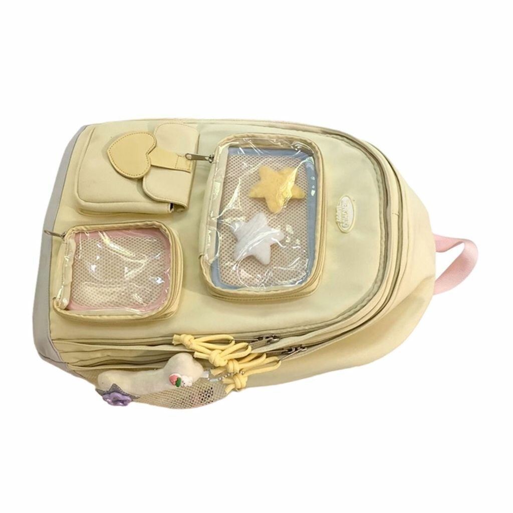 Корейский эстетический рюкзак для девочек-подростков с прозрачными карманами, сумка ноутбука, большая вместительная школьная книга,