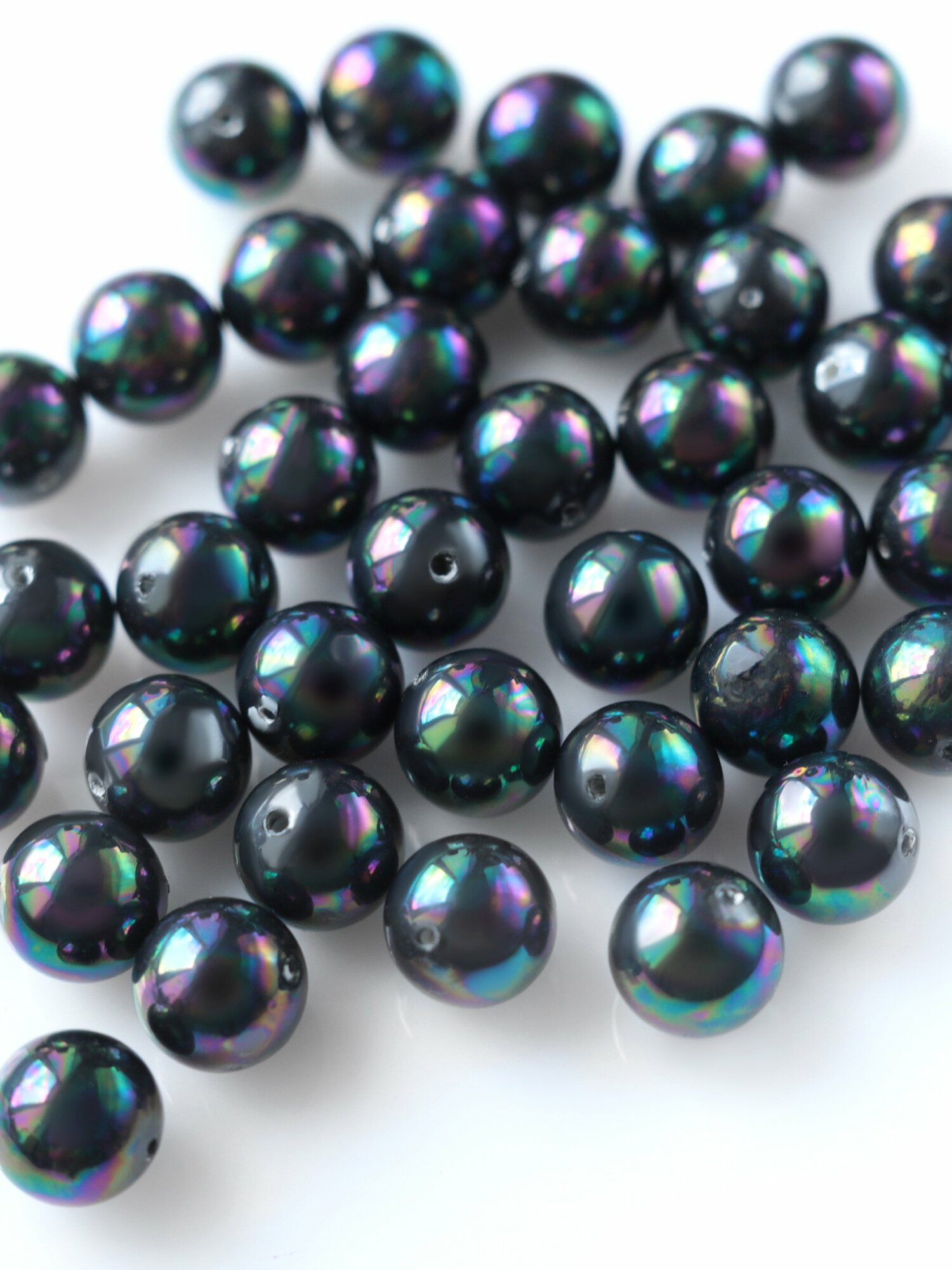 Бусины Жемчуг ракушечный, круглый, 10 шт, черный, 10 мм, класс "А"