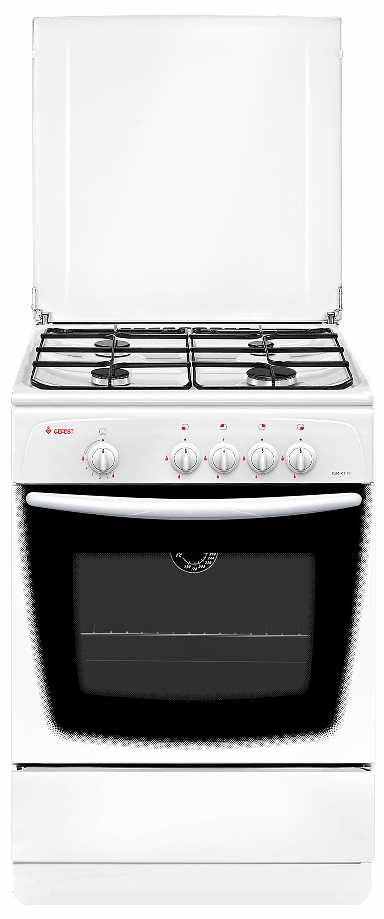 Плита газовая GEFEST ПГ 1200 С7 К8 белая, 4 конфорки, 63 л, газ контроль духовки, 60х60х85 см