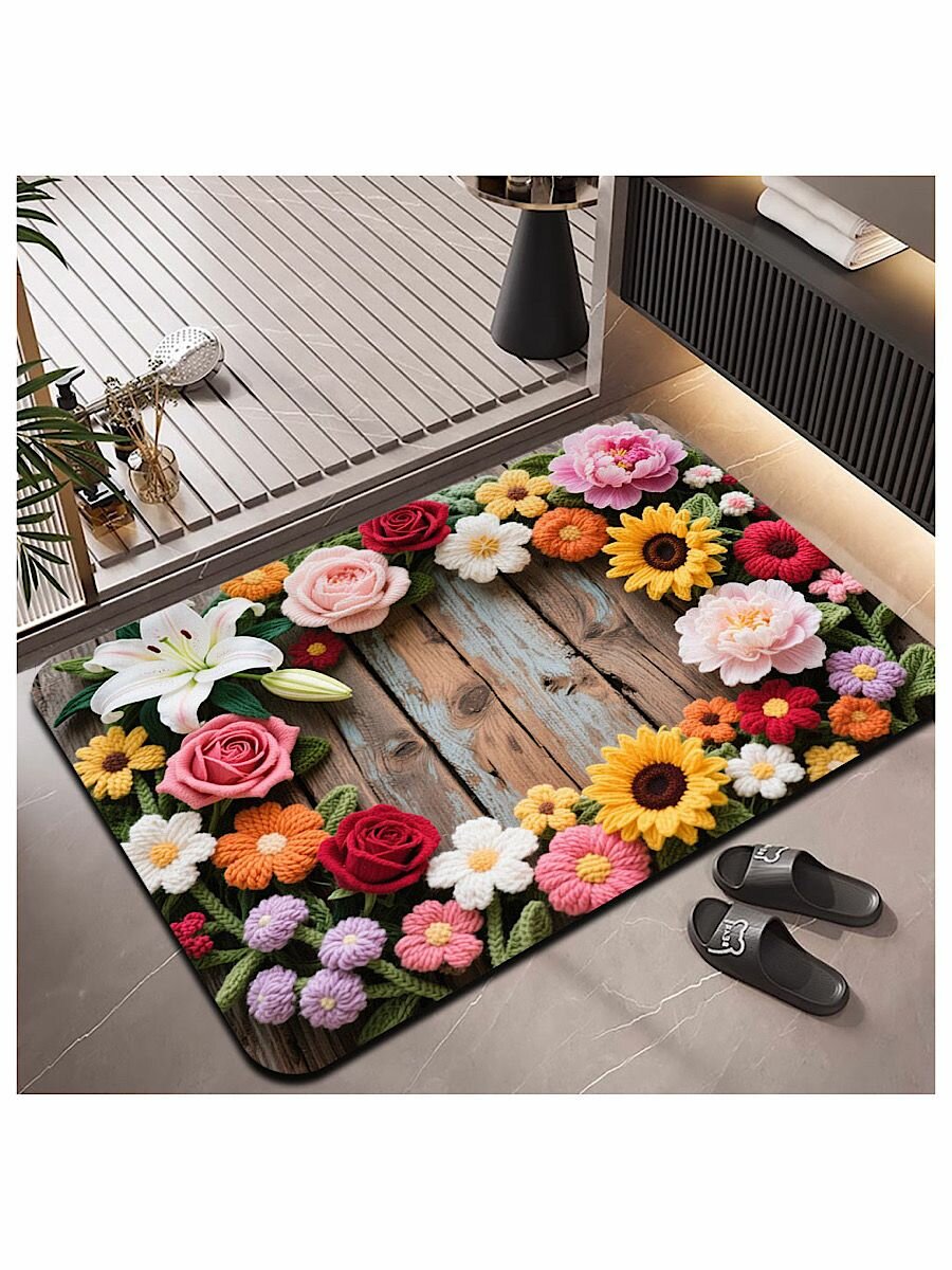 Коврики для ванной из шерстяной ткани, нескользящие, износостойкие, грязеотталкивающие, впитывающие коврики40x60