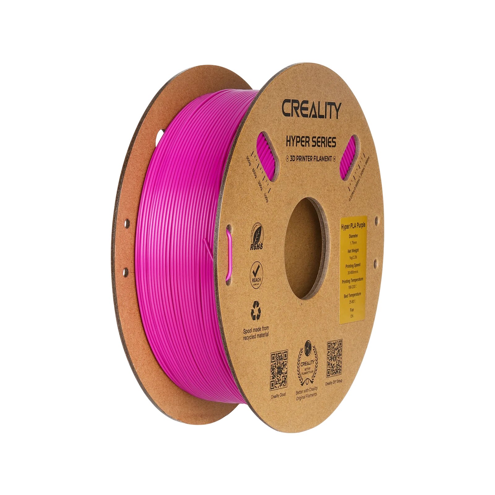 Филамент Creality Hyper Series PLA 1.75 мм, 1 кг, для 3D-принтера, точность ±0.02 мм, фиолетовый