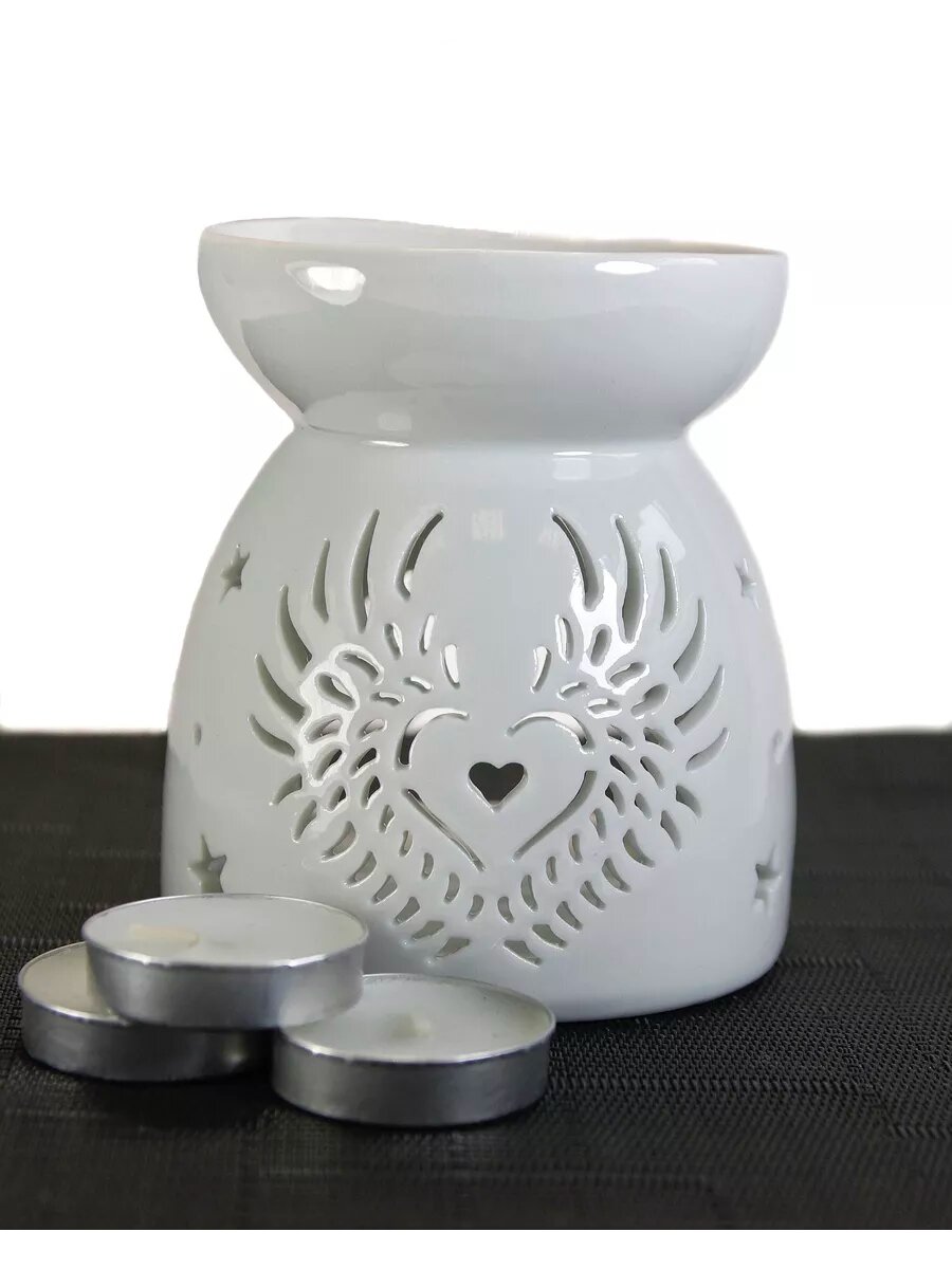 Аромалампа Белоснежное кружево Крылья - 10 см, керамика
