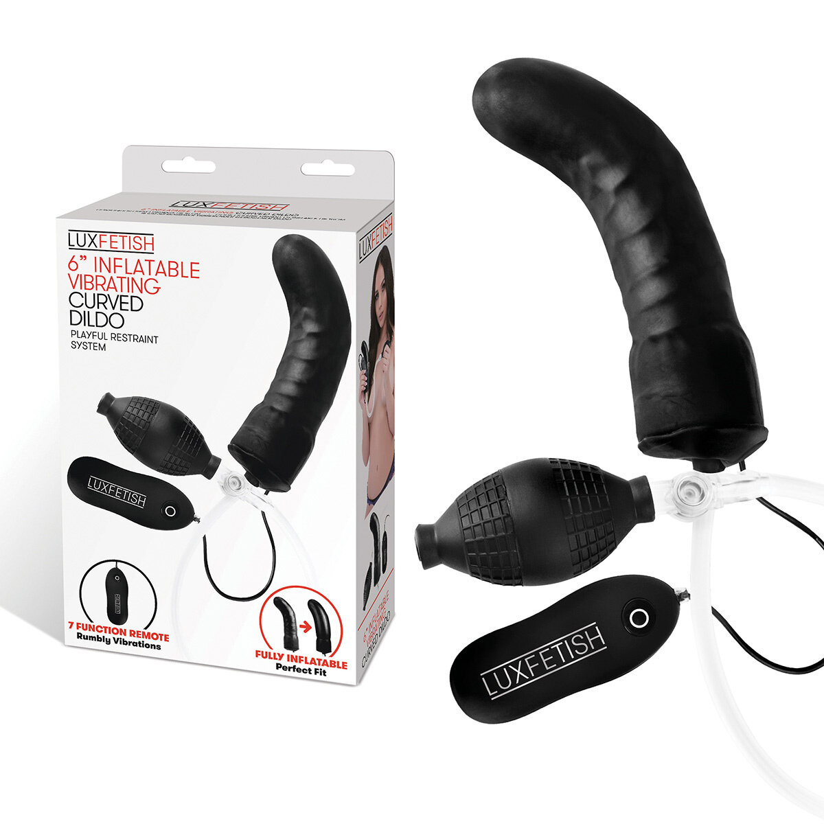 Inflatable Vibrating Curved Dildo — надувной изогнутый фалос с вибрацией и расширением, 16×3.8 см