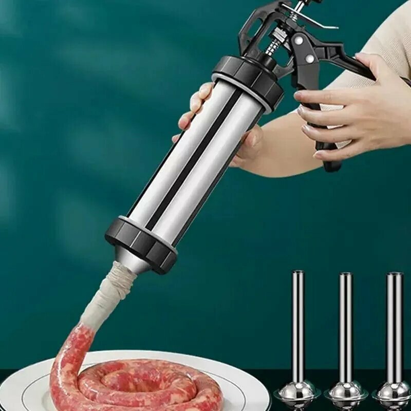 Шприц колбасный с 3 насадками, нержавеющая сталь, эргономичная ручка, 1,5 фунта