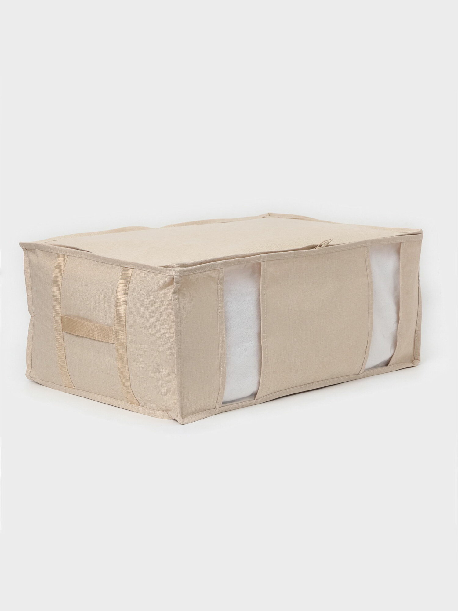 Кофр для хранения вещей 60x40x22 см, набор 2 шт, материал батист, бежевый