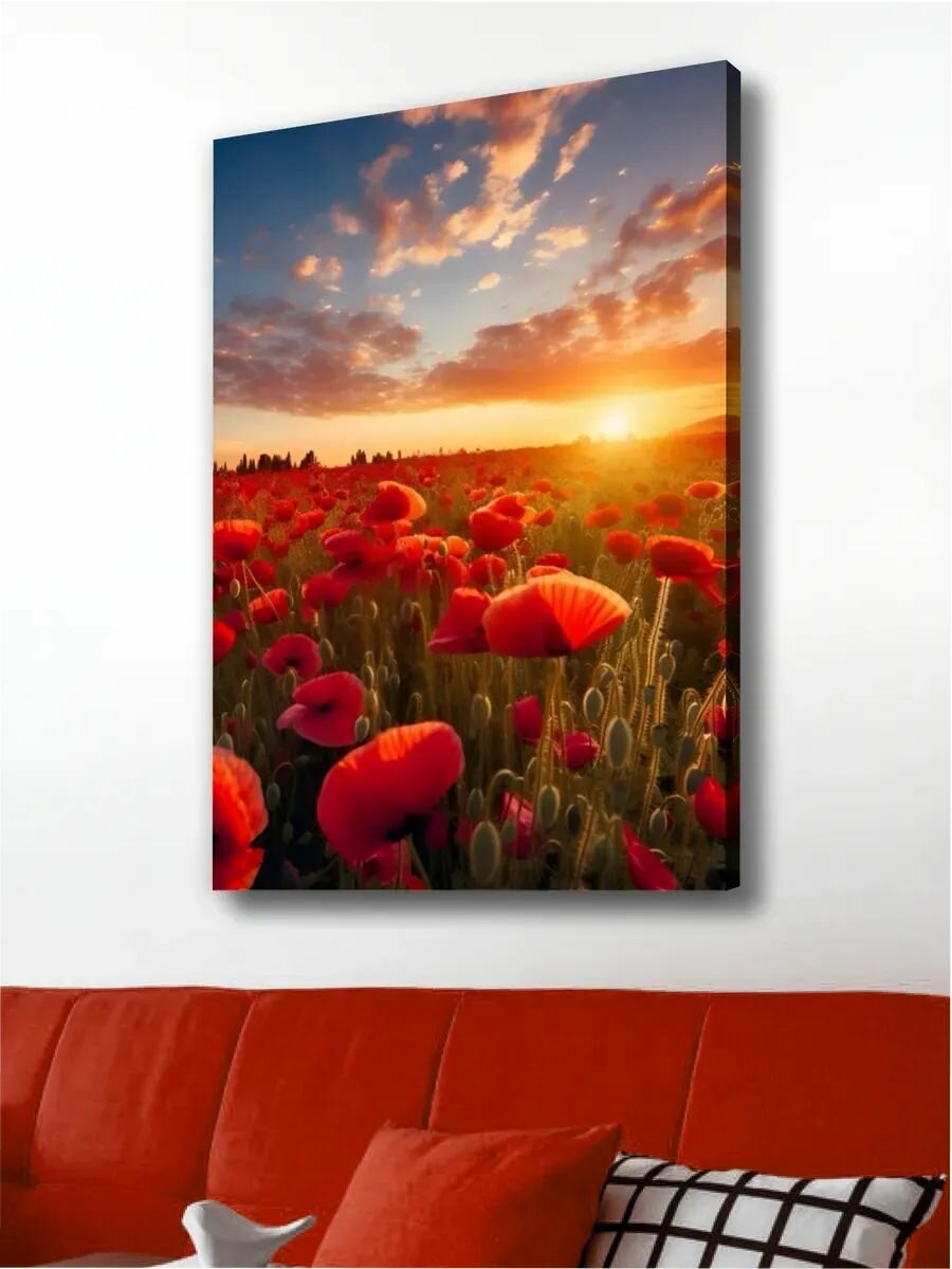 Картина Маковый рассвет на стену 30х40см 1шт.
