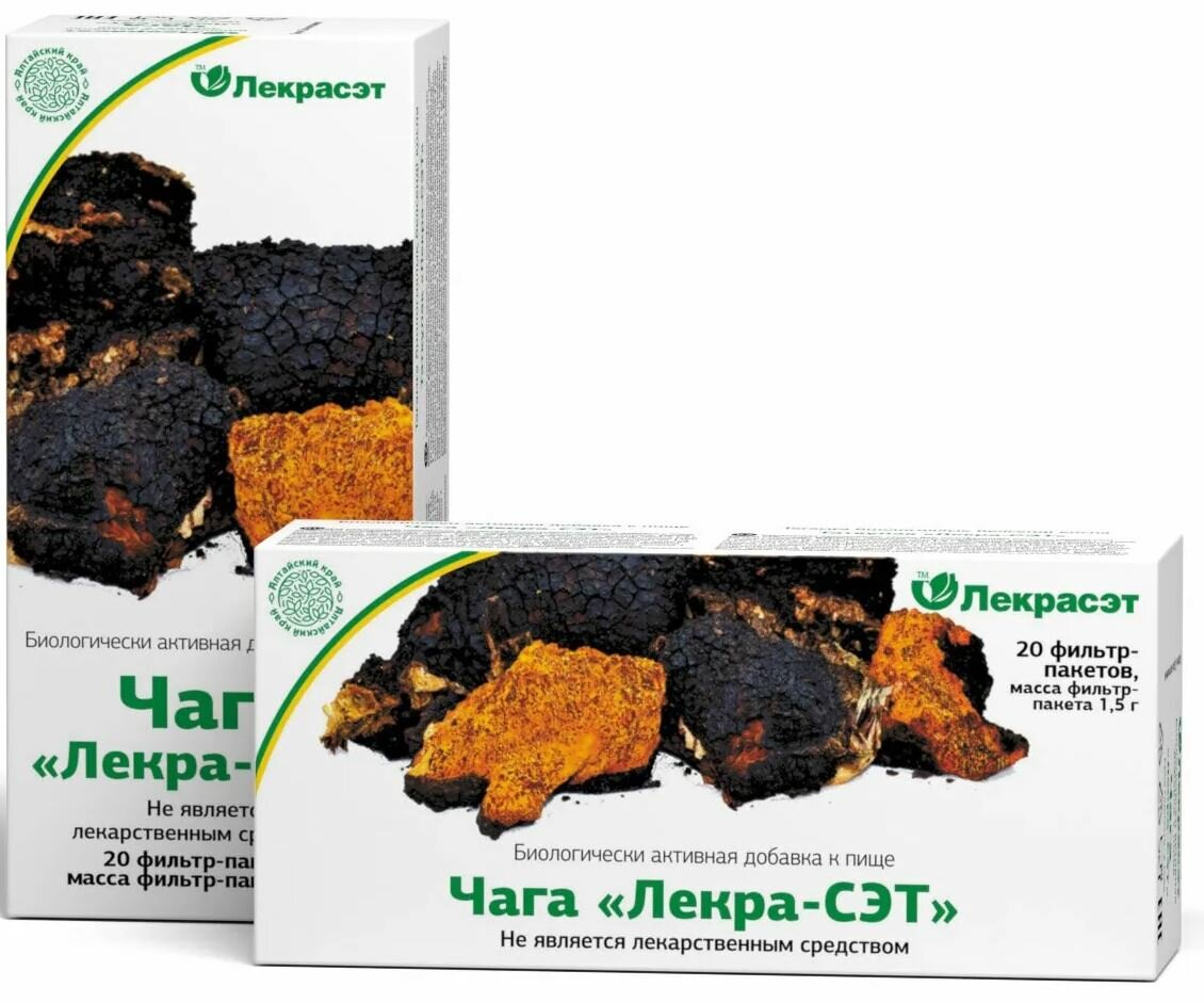 Пищевая добавка Лекра-СЭТ "Чага", 20 фильтр-пакетов по 1,5 г