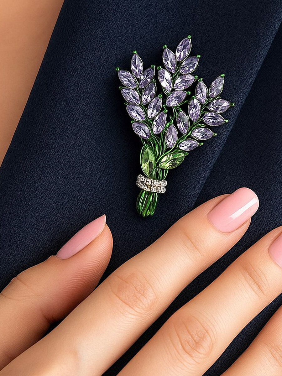 Брошь, стекло, кристалл, стразы