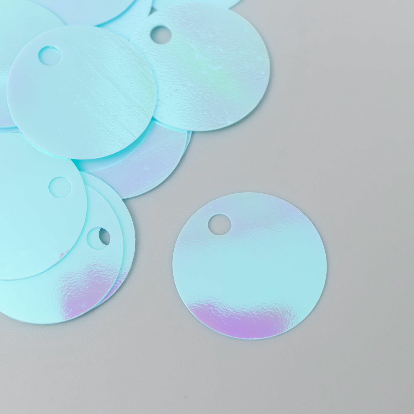 Пайетки "Круг" нежно-голубые набор 30 гр d=2 см, цвет: голубой