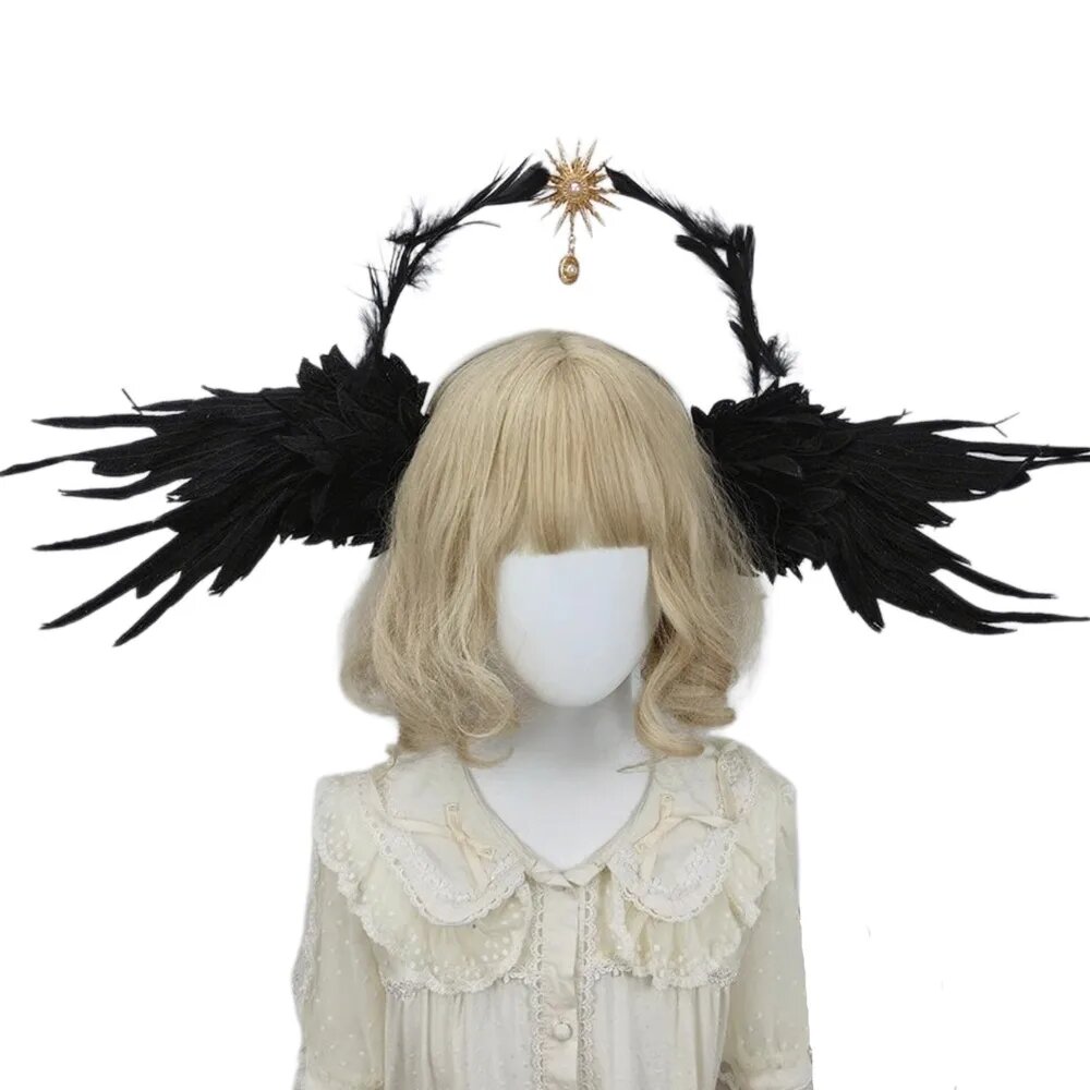 Готический крыло ангела корона ITUY для женщин Черный, Black