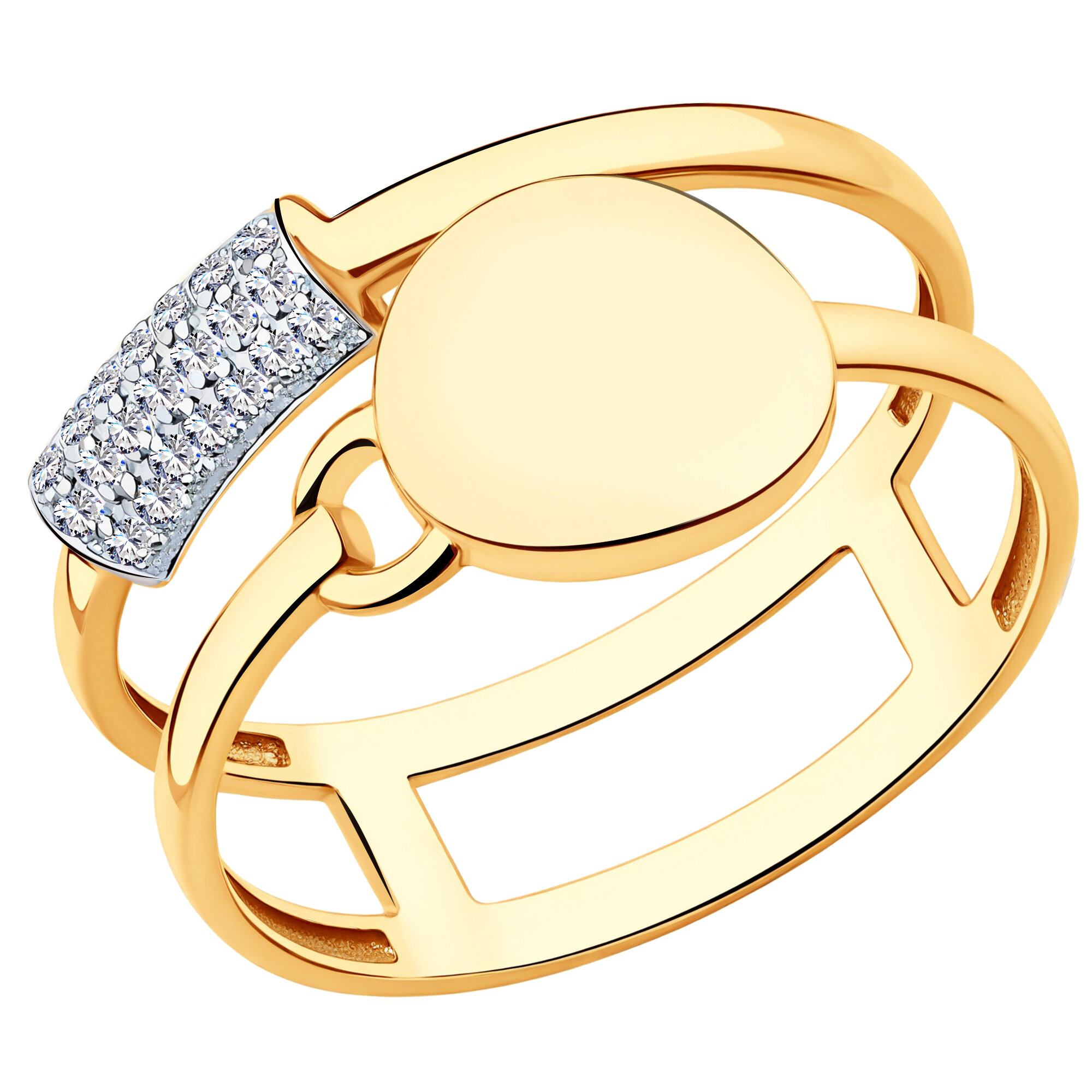 Кольцо, красное золото, 585 проба, фианит