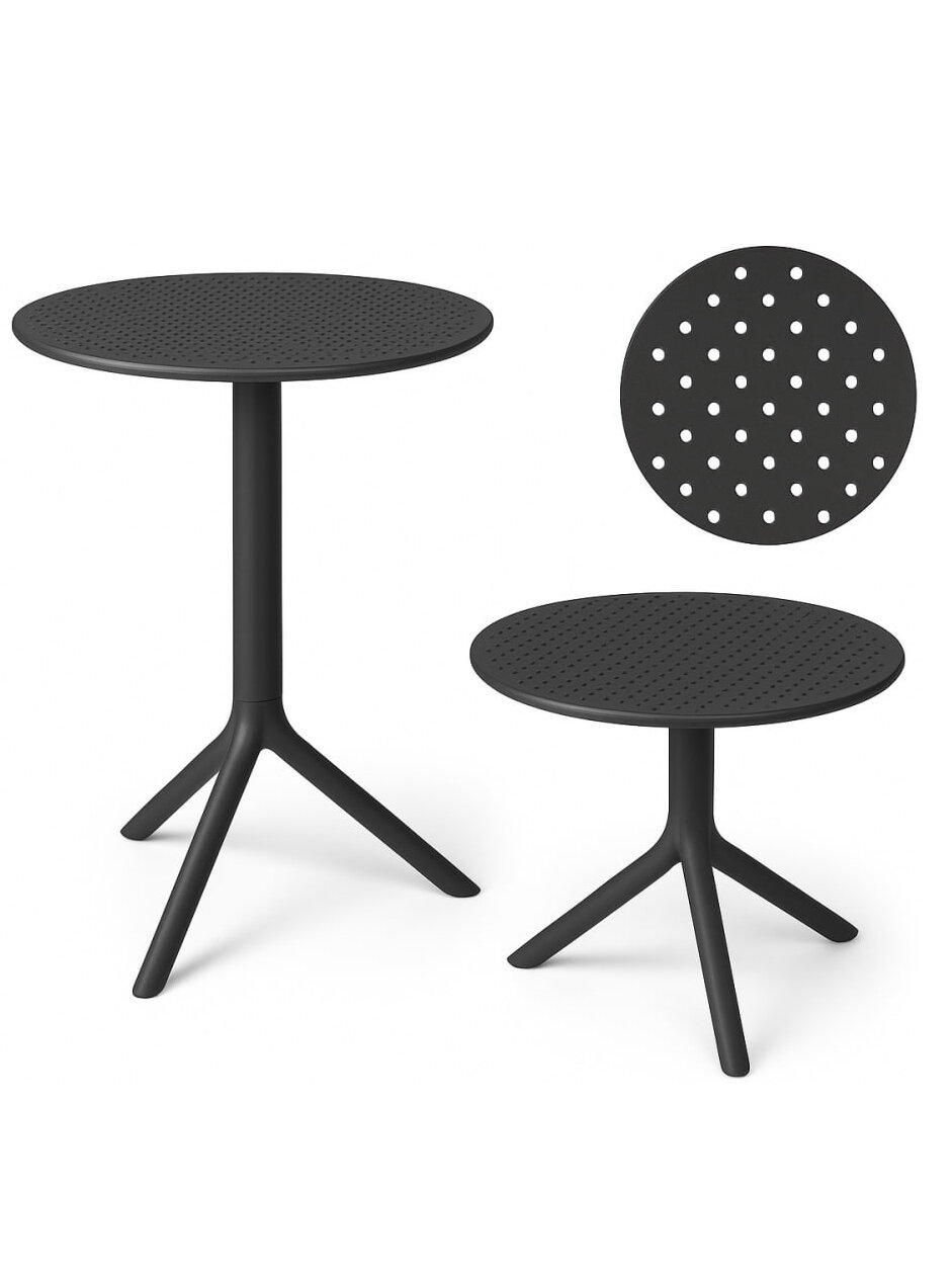 Круглый садовый стол-трансформер Nardi Step + Step Mini, 60 см, Италия, антрацит