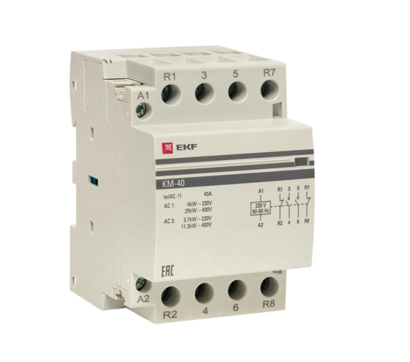 Контактор модульный EKF PROxima КМ (km-3-40-22) 230-240 В 40 А тип AC 2НО+2НЗ