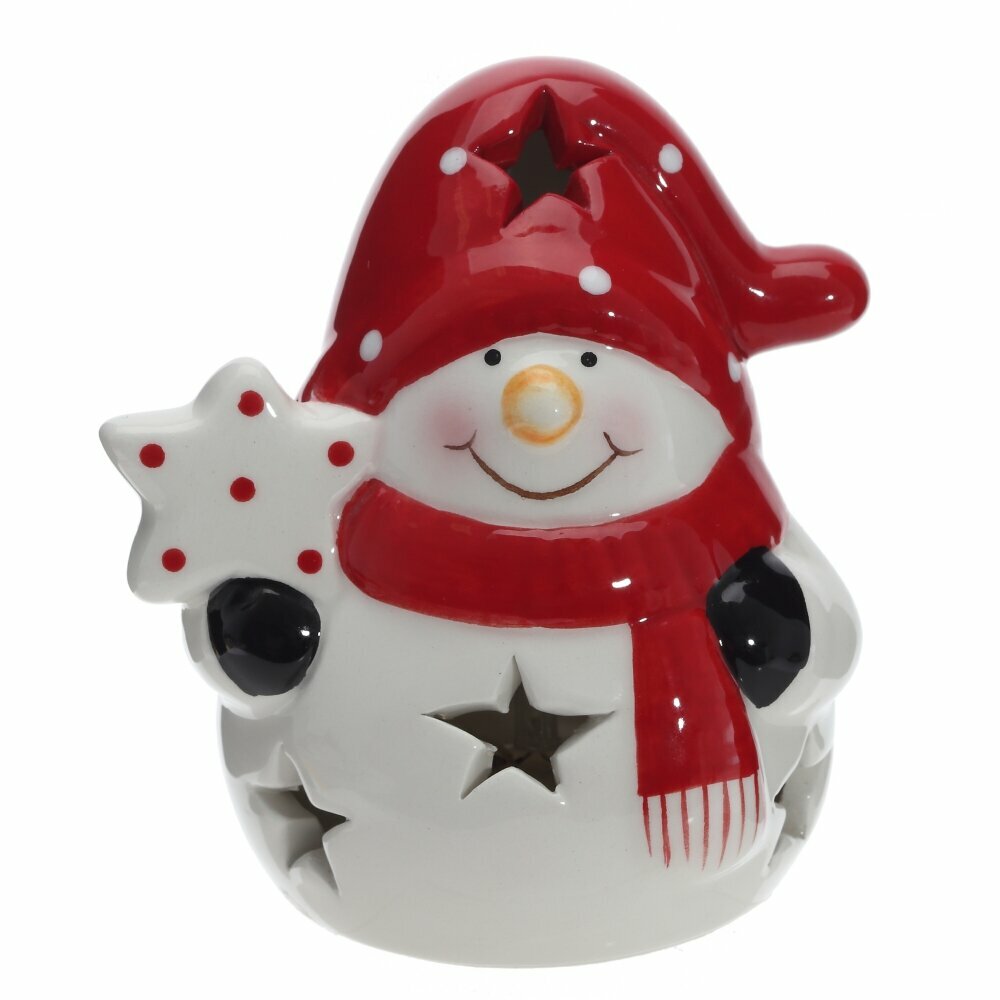 Статуэтка Снеговик с подсветкой (LR44x2), 8х6,5х9,5 см KSM-821499