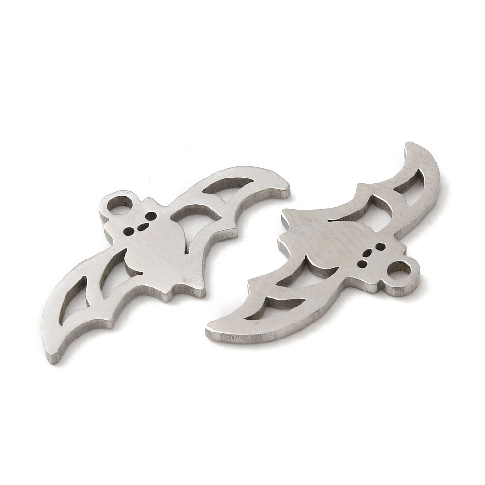 Подвеска, 18х9.5х1мм, летучая мышь, базовый материал - нержавеющая сталь, без покрытия, 3 шт.