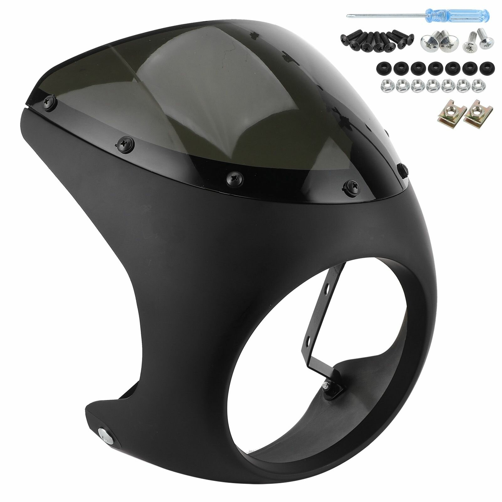 7-дюймовый матовый черный обтекатель фар мотоцикла, ветровой дефлектор, универсальное лобовое стекло для велосипеда с черной линзой, защита от запотевания111