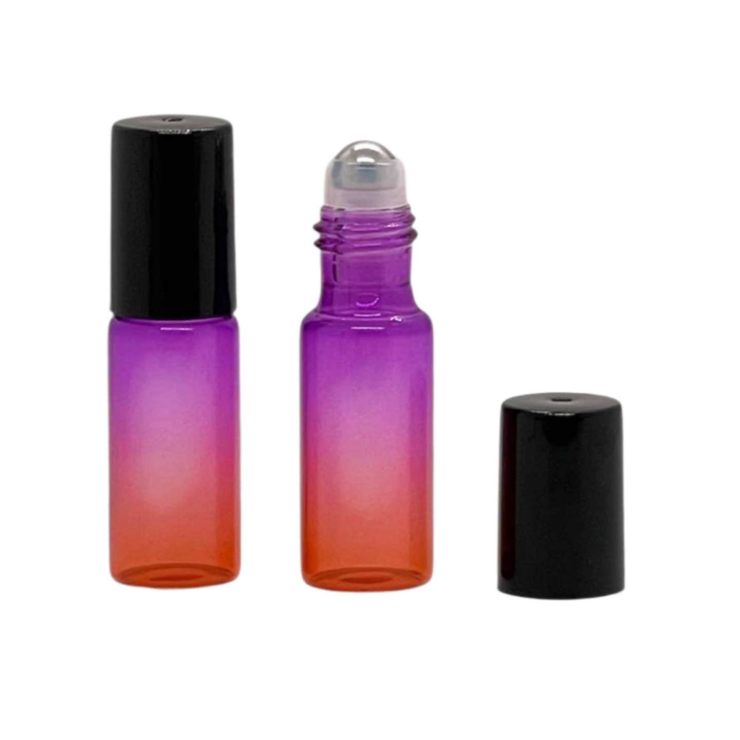 Набор роллеров для эфирных масел, флакон 5 мл, 5 штук, стекло градиент № 3, черная крышка