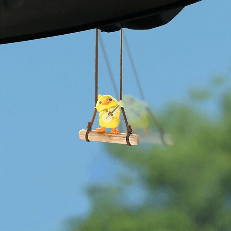 Милая подвеска-утенок для автомобильного зеркала в виде качающейся утки, украшение для зеркала заднего вида, аксессуары для интерьера автомобиля