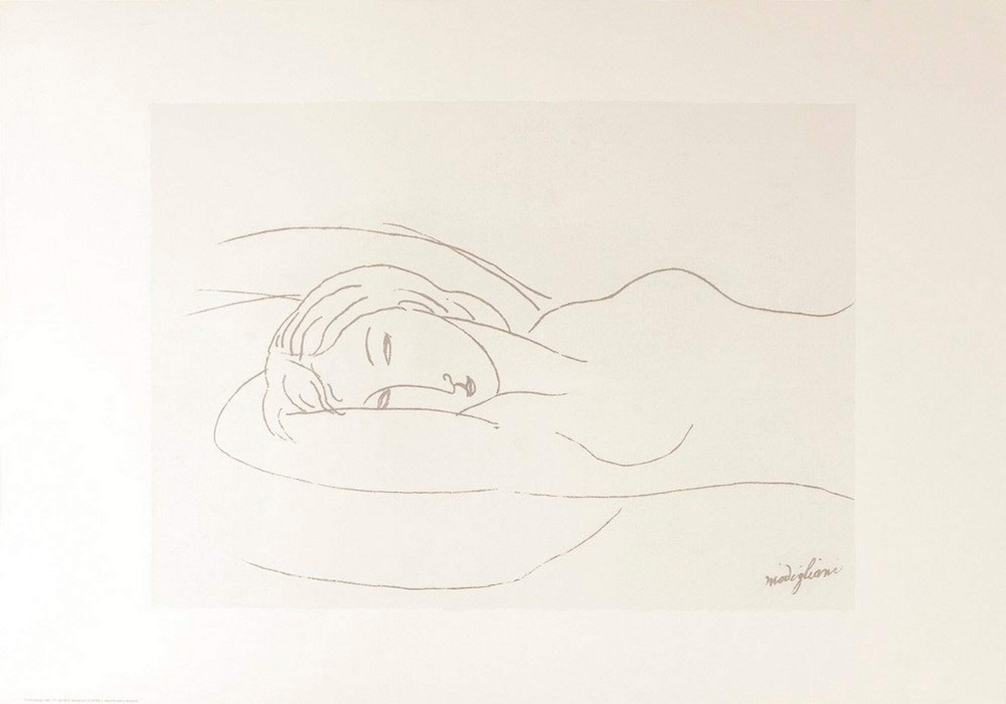 Плакат, постер Амедео Модильяни: лежащая обнажённая на бумаге, размер 42х60см