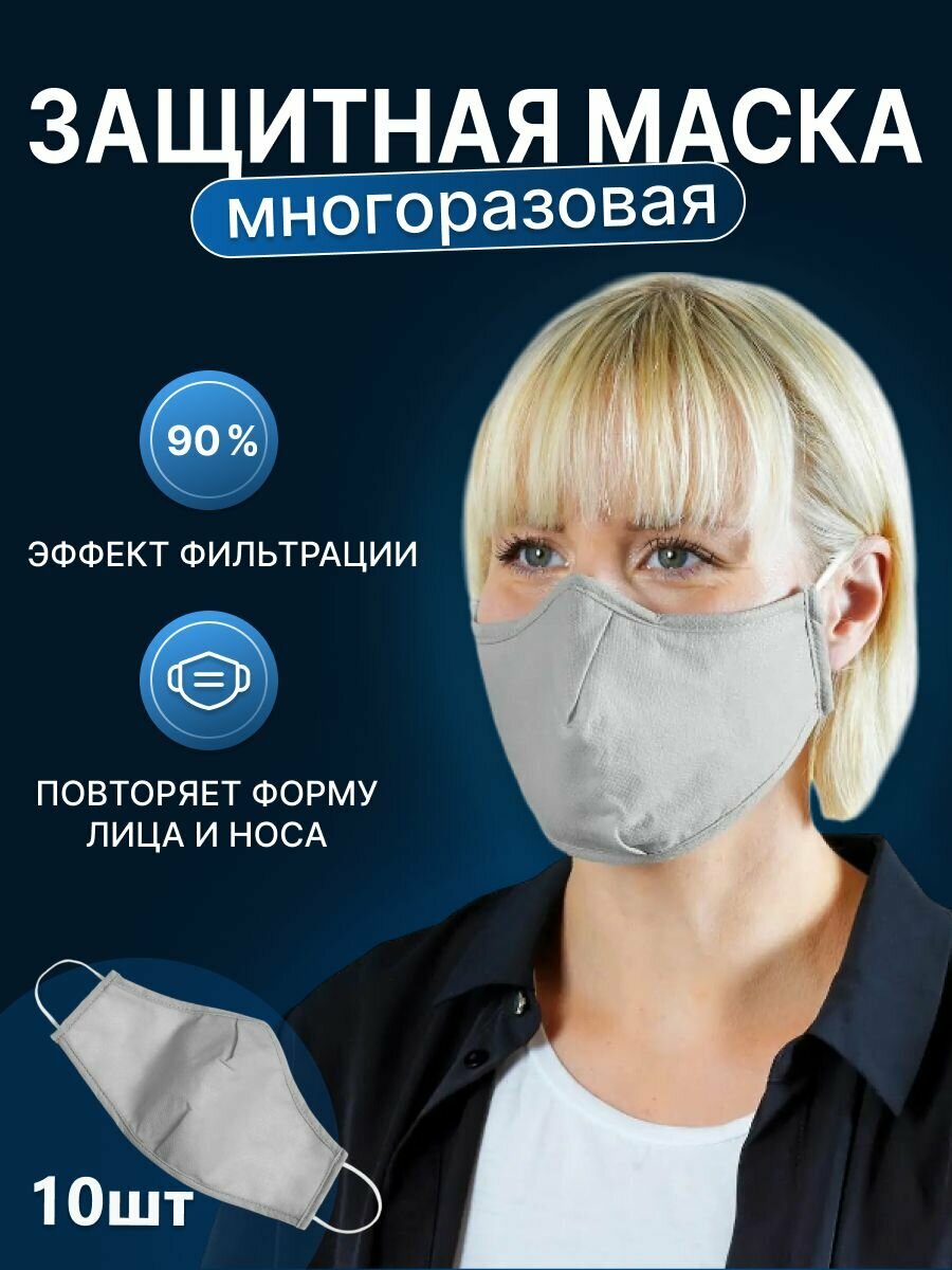 Защитная маска многоразовая светло-серый 10 шт. IKEA VETSKAP ветскап