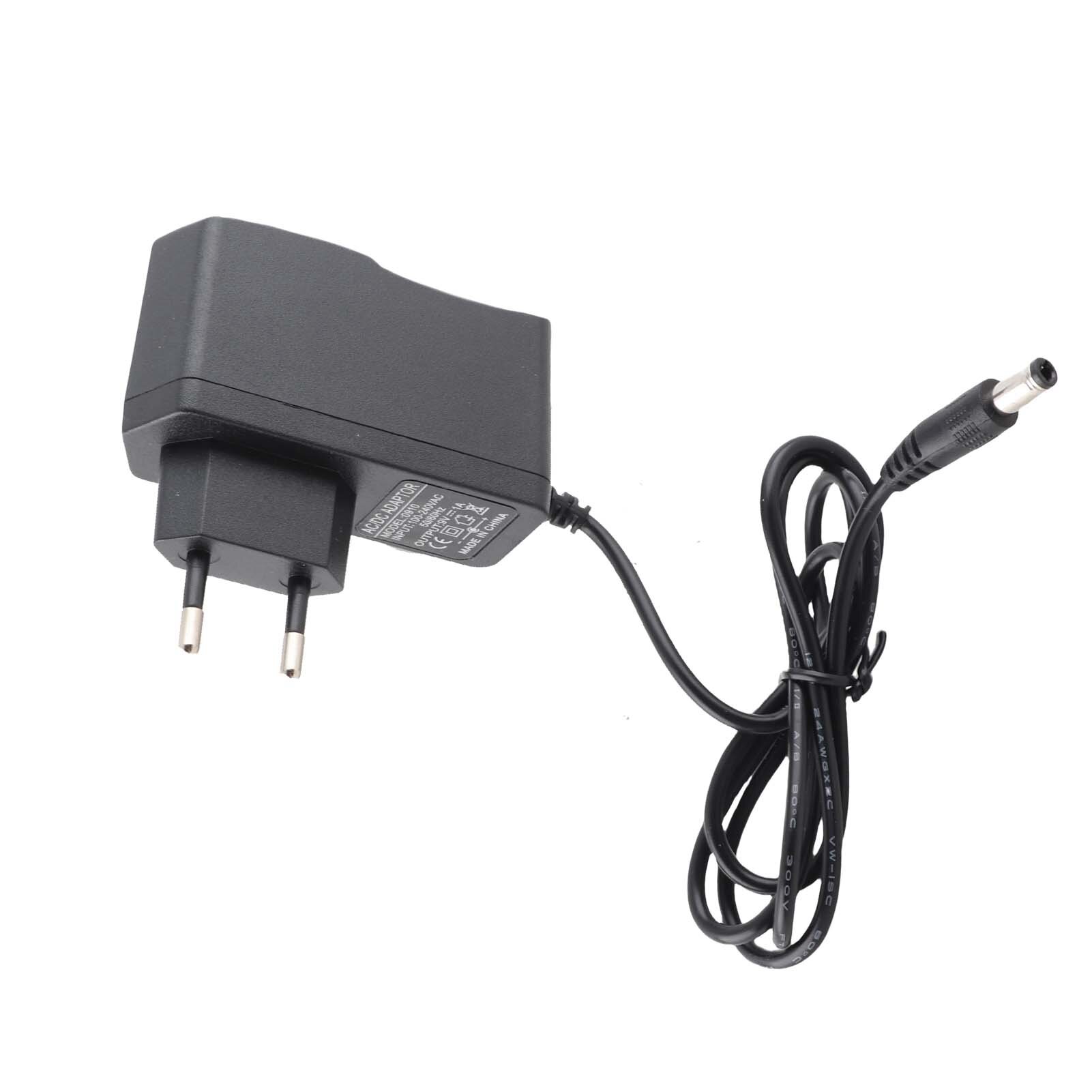 Универсальный адаптер питания AC/DC 9V для электрогитары с одиночным эффектором, черный цвет, размер 8x5x2 см, длина кабеля 90 см, разъем 5.5мм x 2.1мм, выход 9V 1000mA, вход 100‑240V, 1 шт