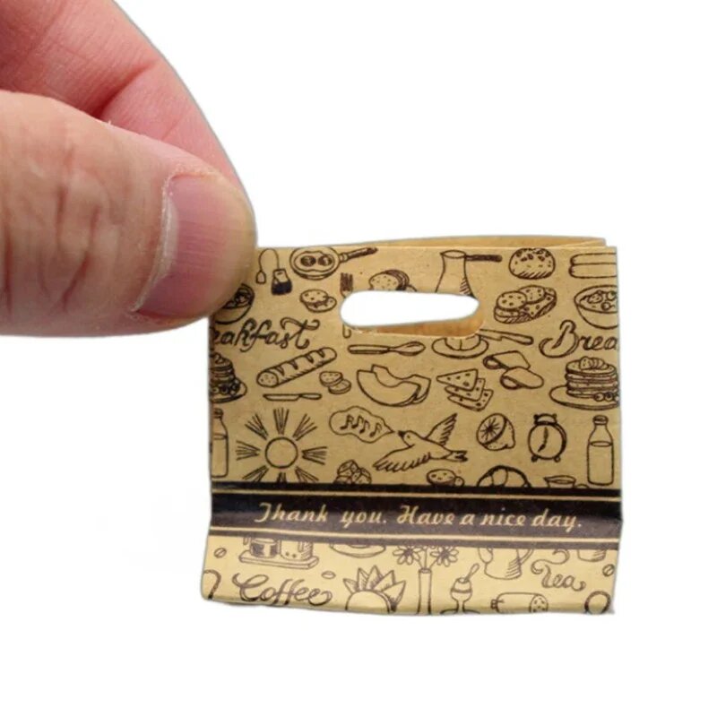 2 шт./компл. кукольный домик, пакеты для упаковки хлеба, мини-пустые крафт-бумажные пакеты для выпечки, модель кукольного дома, кухонные пакеты для еды, аксессуары для игрушек