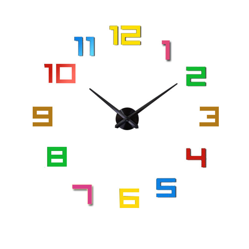 Красочные настенные часы из акрила | Креативный и современный дизайн с разноцветными цифрами | Бесшумные кварцевые часы без тиканья | 42 x 13 x 8 см | Веселый и яркий декор для гостиной, спальни, офиса | Работают от батареек