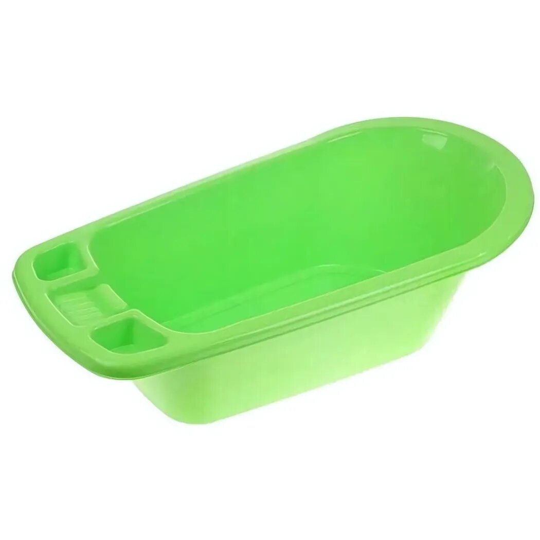 Ванночка детская пластиковая, ярко-зеленая, овальная, с ручками, 60х40см