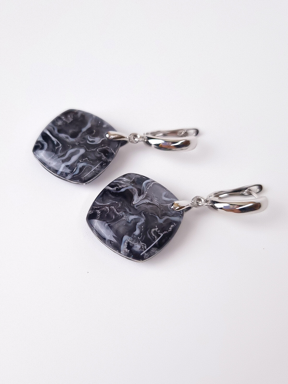 Серьги двусторонние, с подвесками BooBee Epoxy, эпоксидная смола