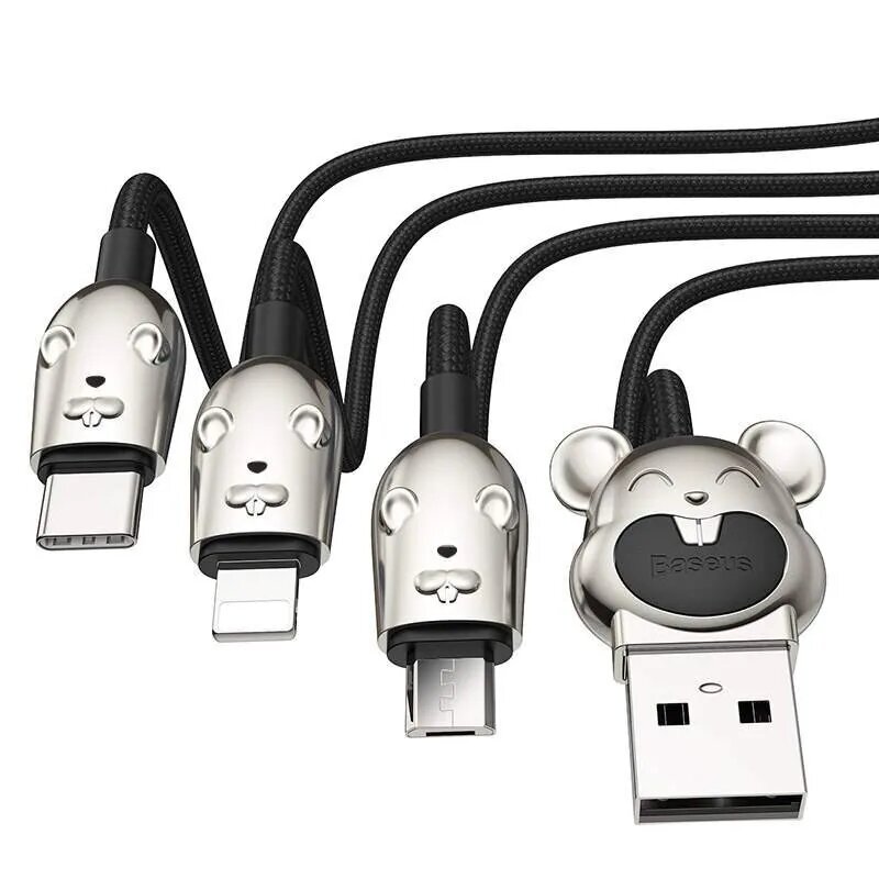 Кабель BASEUS 3в1 USB - MicroUSB+Type-C+Lightning, 3.5A, 1,2м, черный