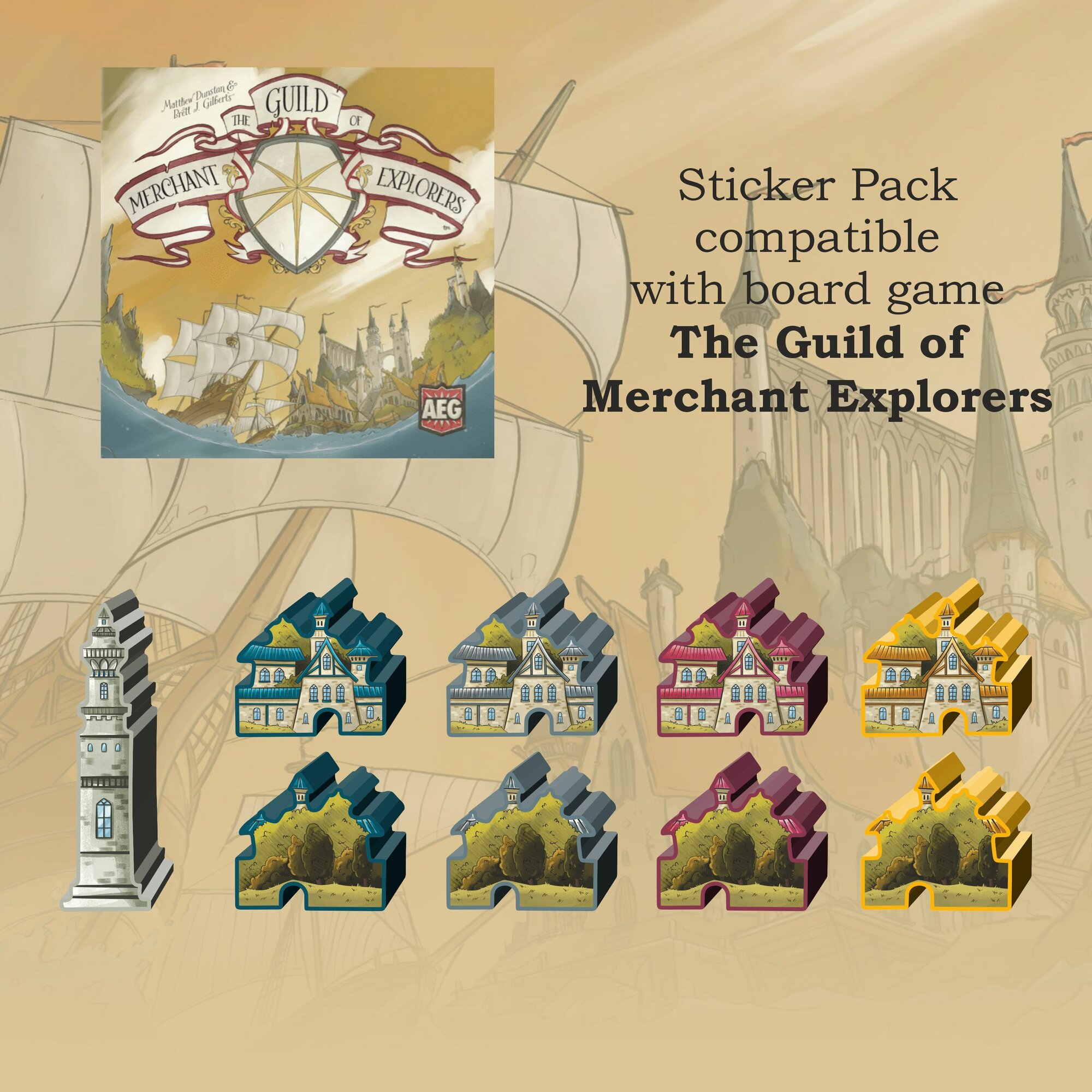 Стикерпак для настольной игры The Guild of Merchant Explorers (Гильдия купцов-путешественников)