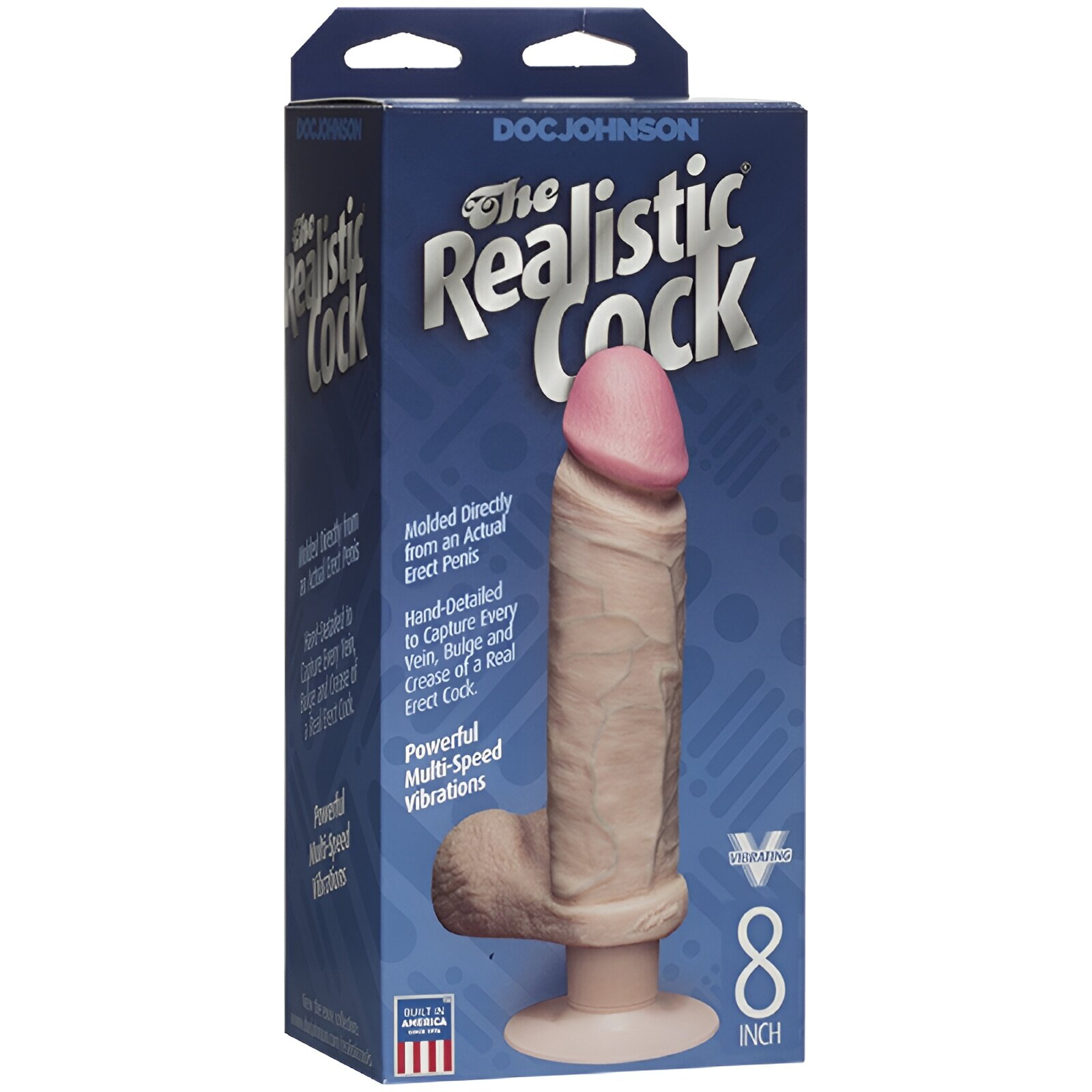 Фаллоимитатор Doc Johnson The Realistic Cock Vibrating, 8", телесный