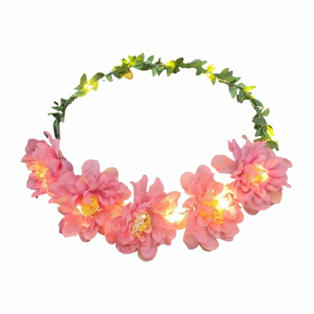Светящийся LED-ободок с цветами, - H