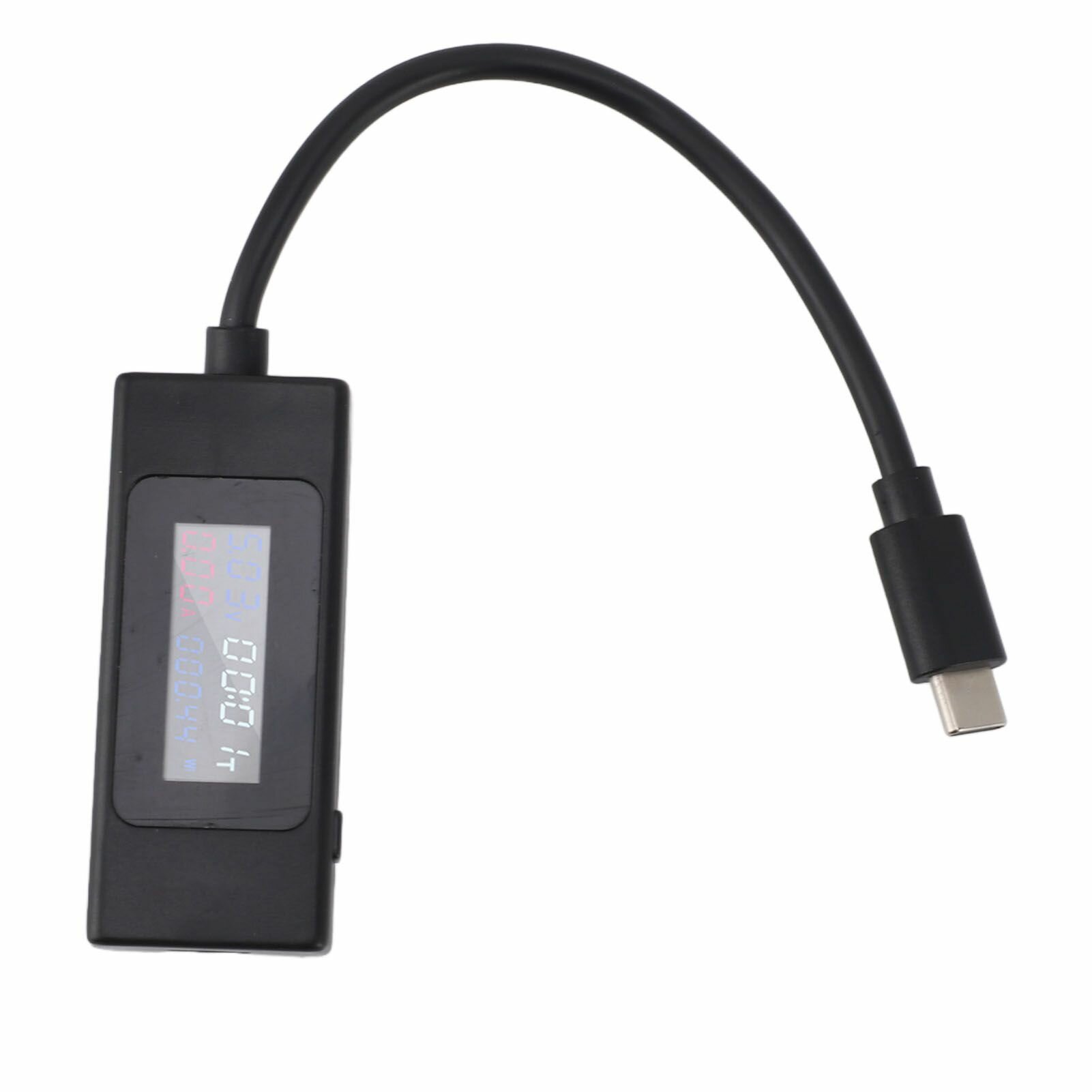 USB-C тестер с ЖК-дисплеем, измеритель напряжения и тока, двунаправленный, черный