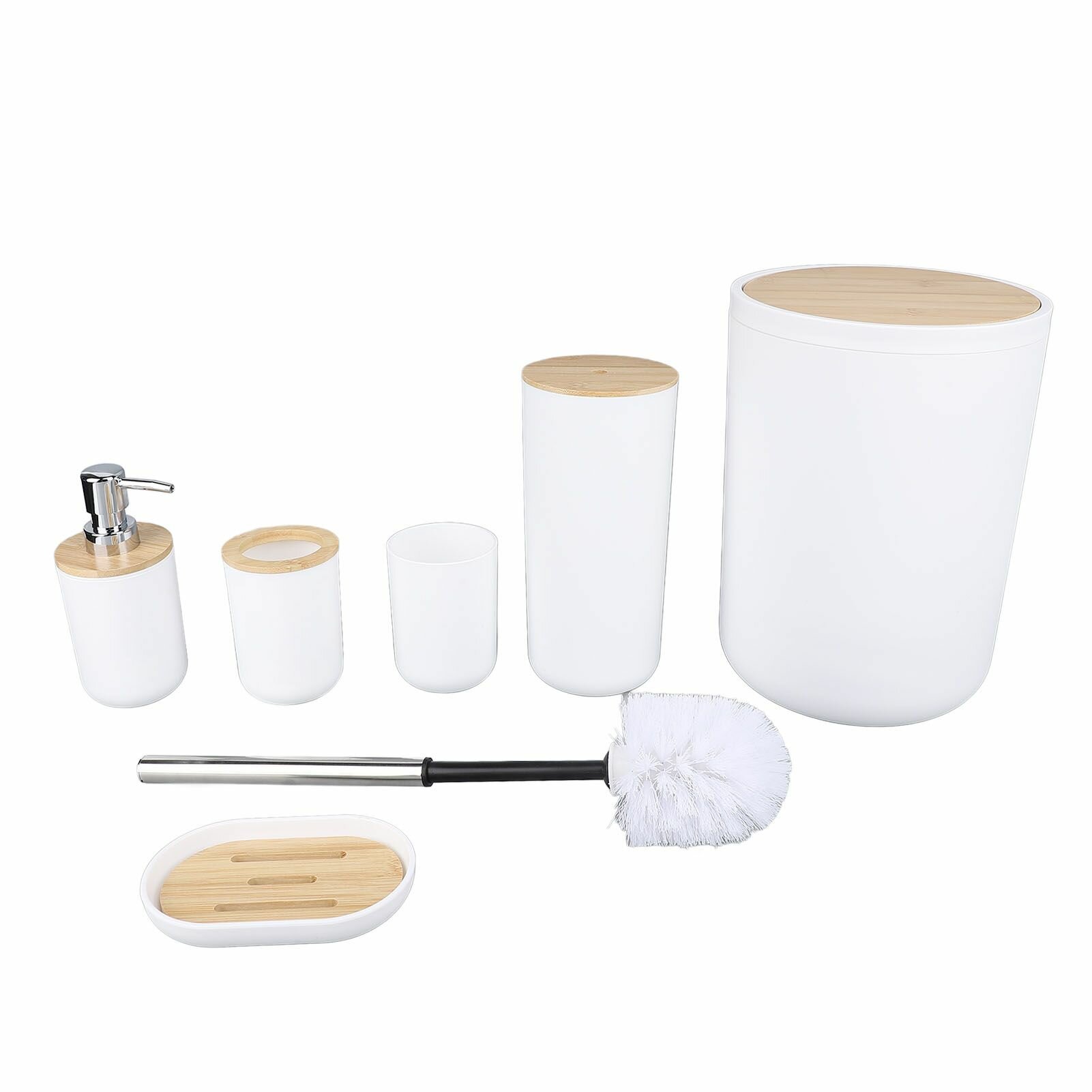Набор из 6 аксессуаров для ванной комнаты, полипропиленовый мусорный бак, дозатор мыла, мыльница, держатель зубной щетки, стаканчик, держатель для туалетной щетки для домашнего новоселья