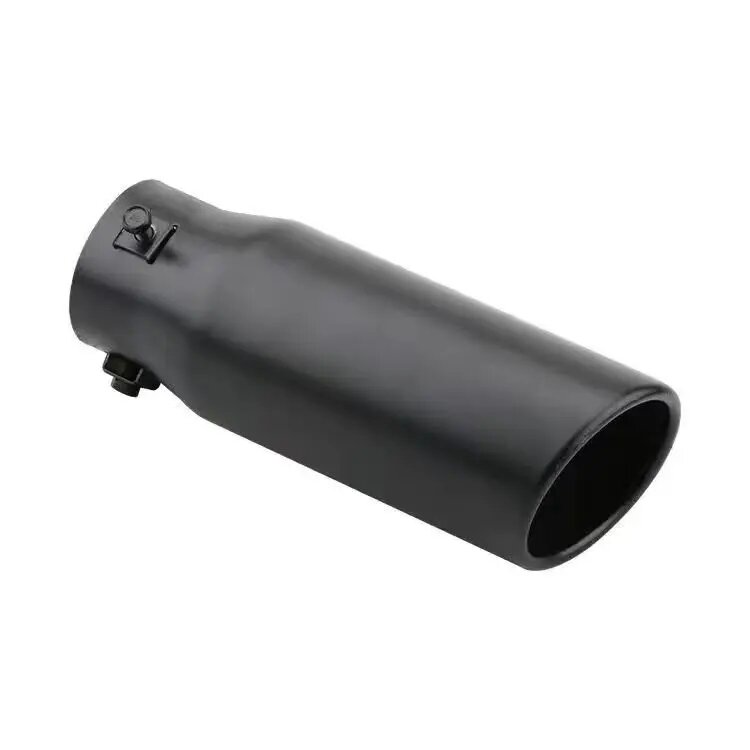 Автомобильный Универсальный глушитель выхлопной трубы большого диаметра, модифицированный глушитель, Новая удлиненная газовая крышка из нержавеющей стали с диагональным покрытием, One in black