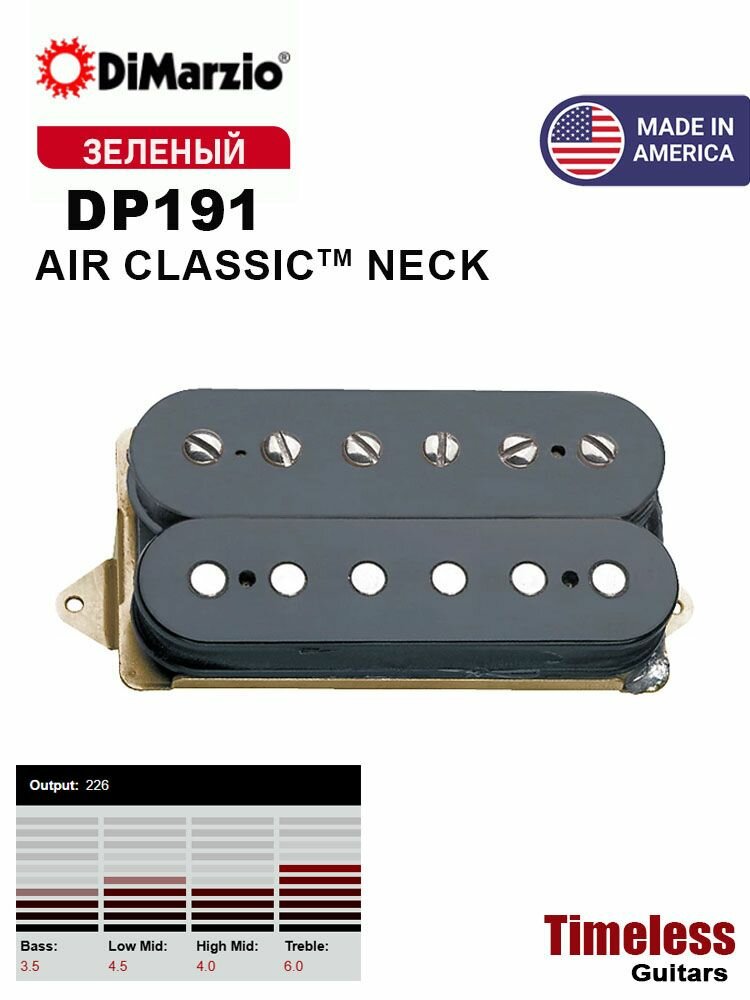DiMarzio DP191 Air Classic гитарный звукосниматель в стиле PAF 59, черный