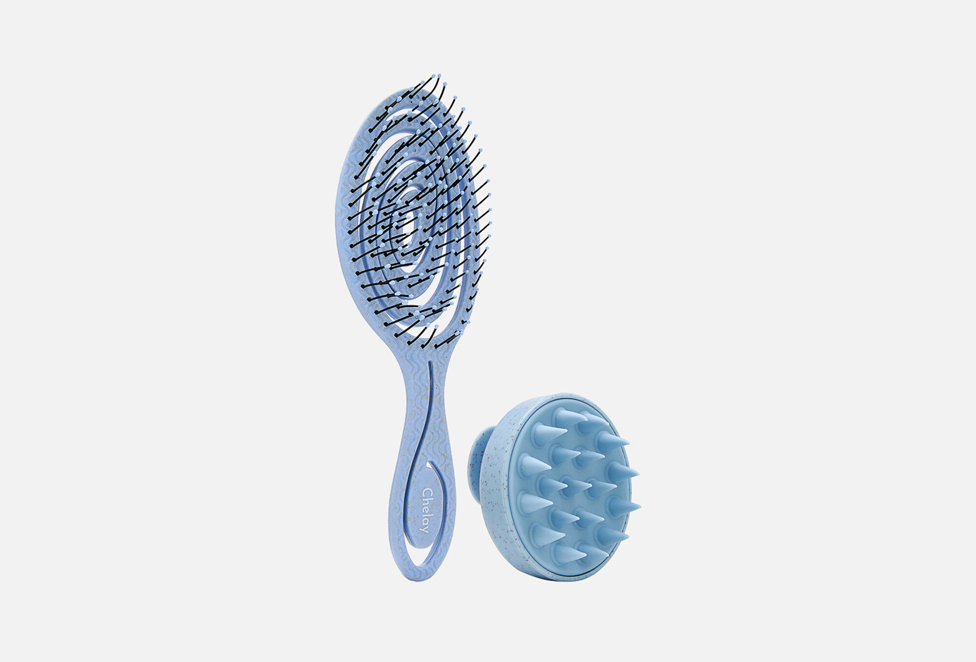 Набор щетка-массажер+расческа CHELAY blue set for gentle hair care