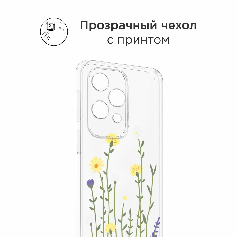 Чехол на Oppo A1k / Оппо А1к с принтом "Пучок полевых цветов", прозрачный — фото 1