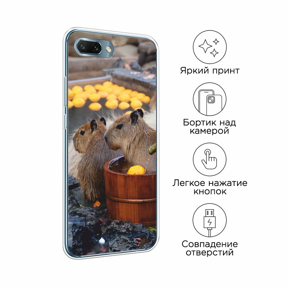 Силиконовый чехол на Honor 10 / Хонор 10 с принтом "Капибары отмокают" — фото 1