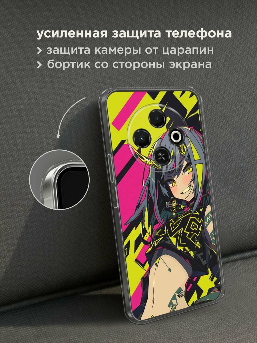 Чехол на Tecno Spark 30C / Текно Спарк 30C с принтом "Девушка в кибер костюме" — фото 1