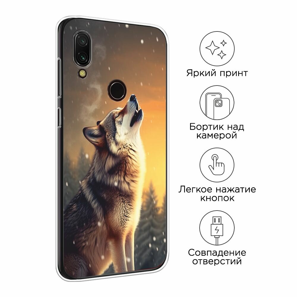 Чехол на Xiaomi Redmi 7 / Сяоми Редми 7 с принтом "Воющий волк" — фото 1