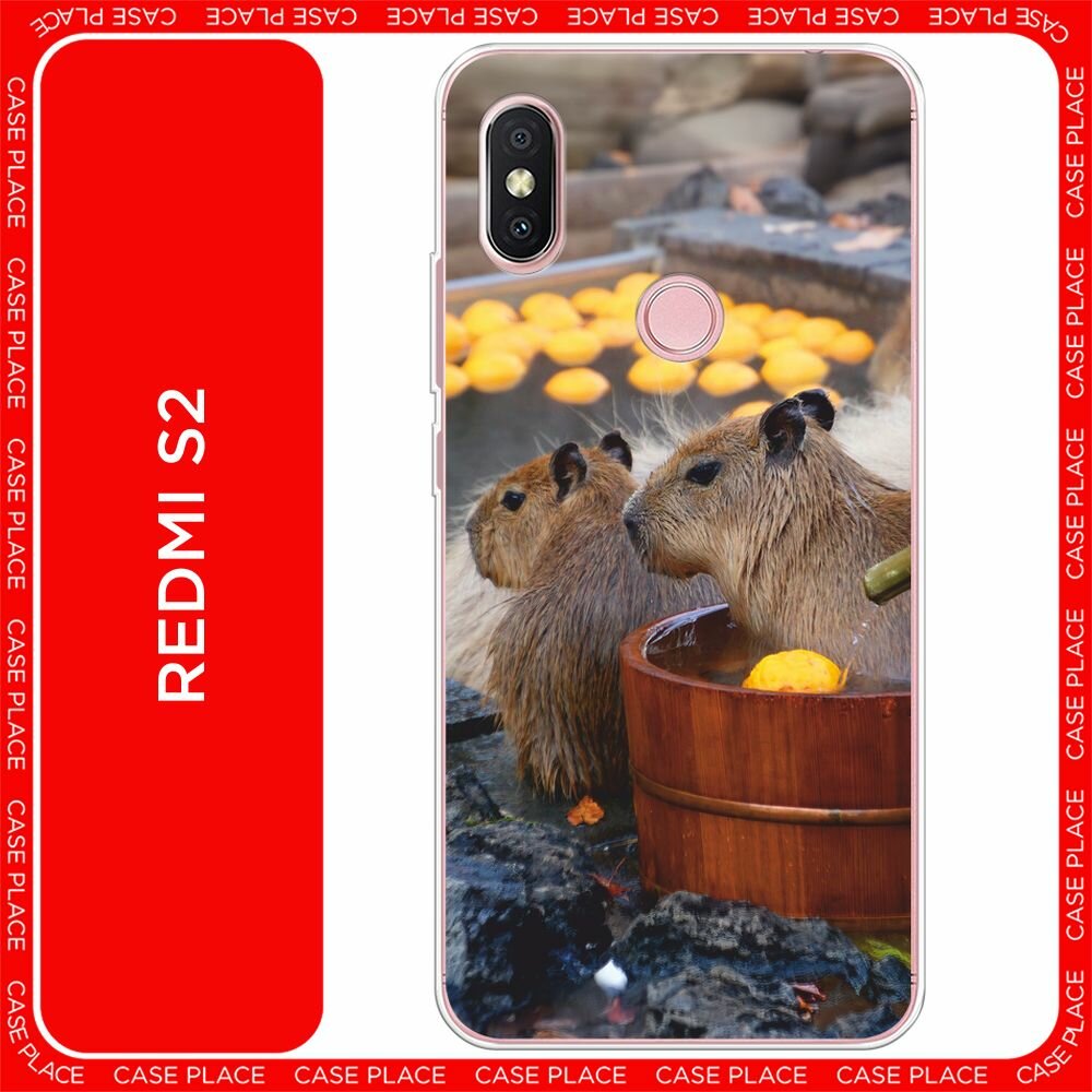 Чехол на Xiaomi Redmi S2 (Redmi Y2) / Сяоми Редми С2 (Редми Y2) с принтом "Капибары отмокают"