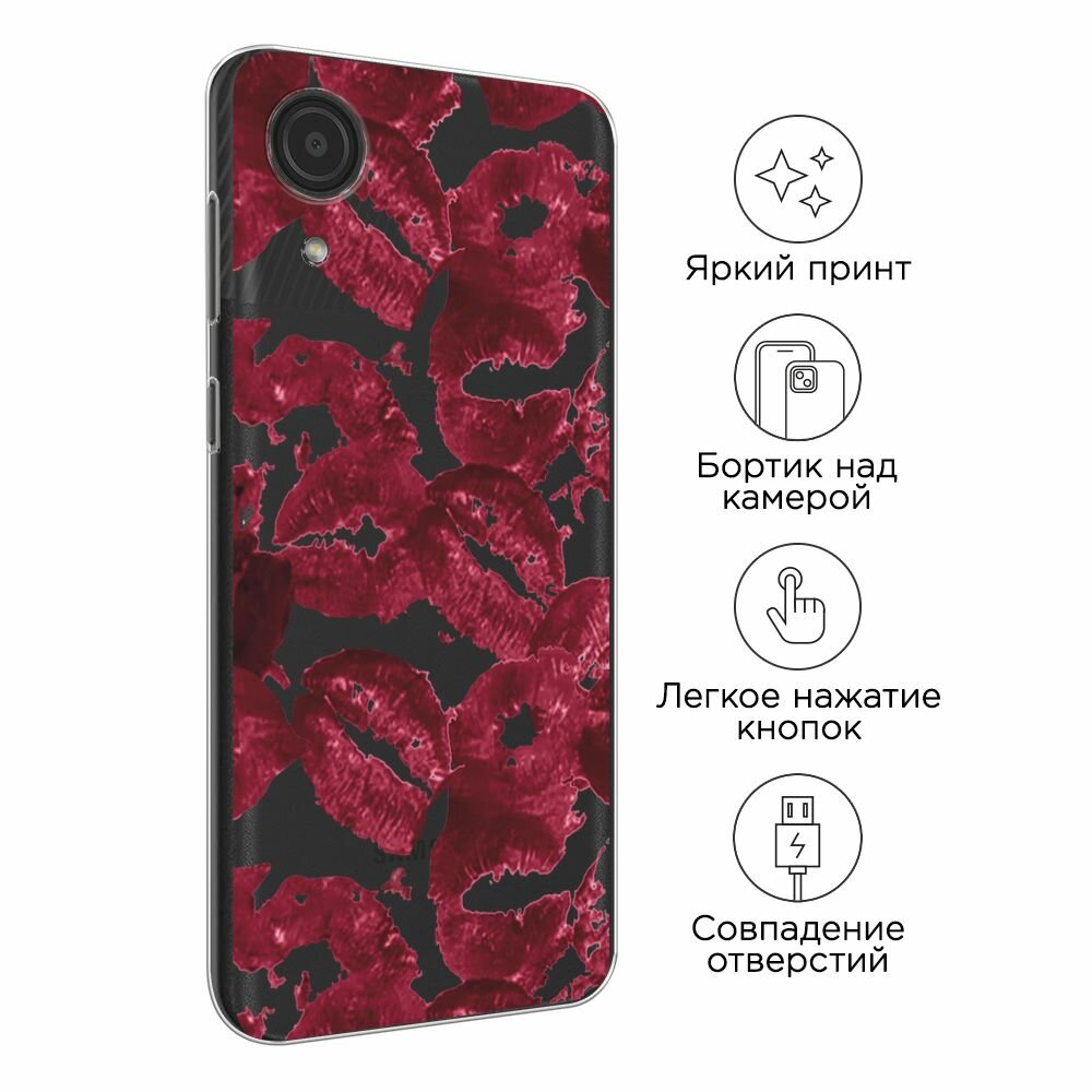 Чехол на Samsung Galaxy A03 Core / Самсунг Галакси А03 Core с принтом "Помада паттерн 2", прозрачный — фото 1